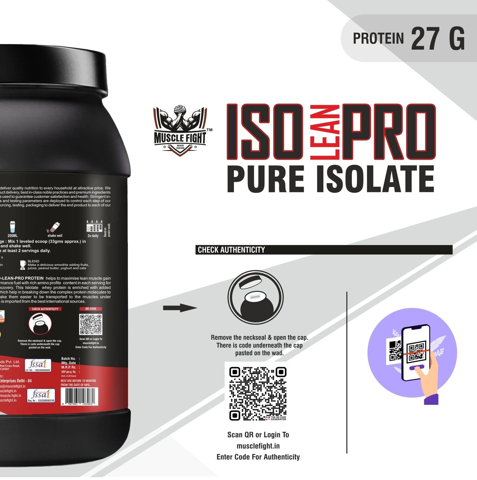 Muscle Fight ISO Lean Pro Pure Isolate Protein Powder Chocolate ...